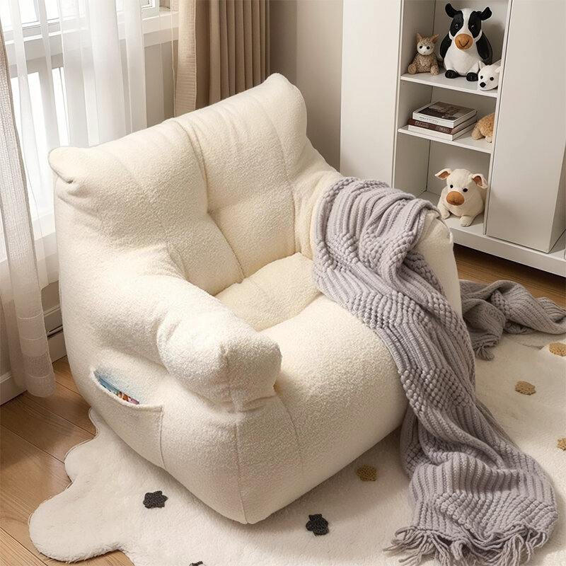 Диван-лежак детский "mini baby sofa", хлопок/лён, Бежевый бархат ягненка, 50х50х45 см
