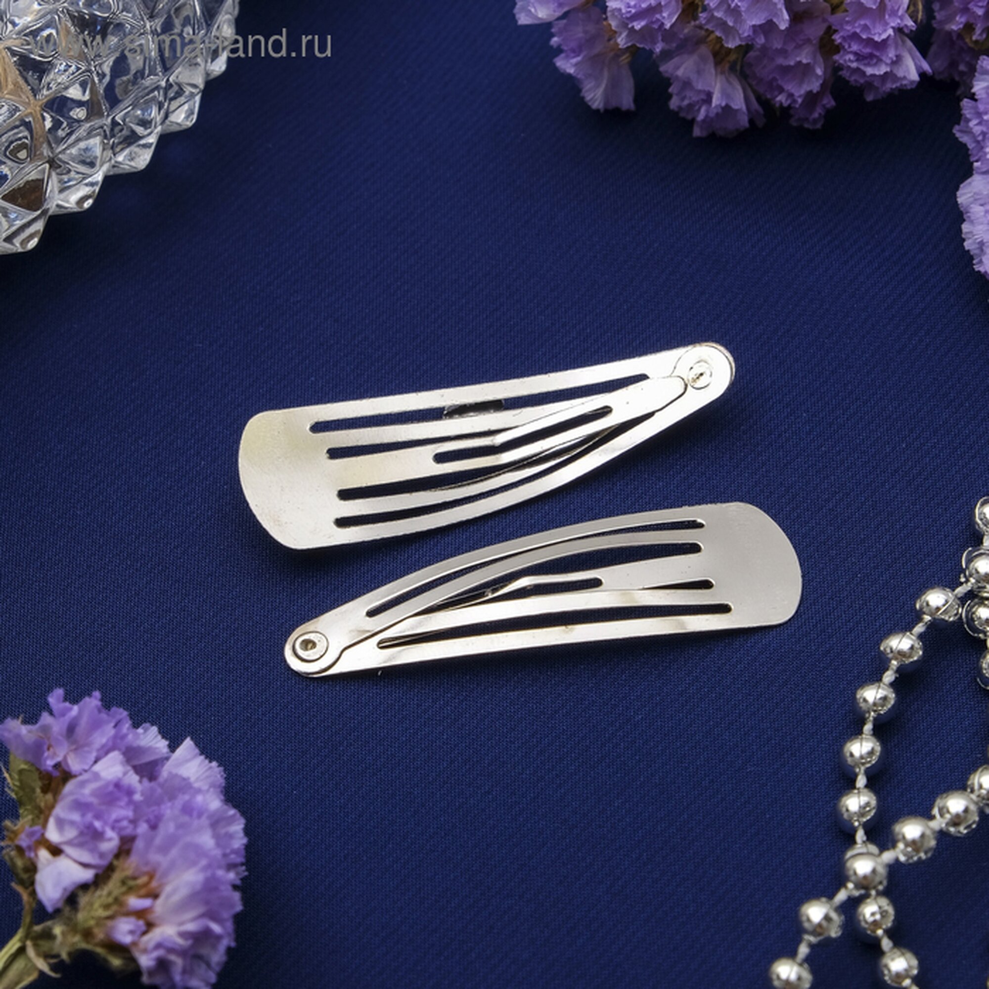 Основа для заколки Сима-ленд, неведимка, металл, 4.5 см, серебро