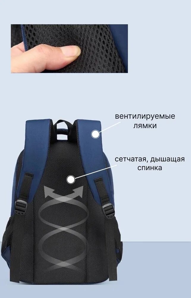 Рюкзак школьный "Водонепроницаемость", для младших классов, 4-9 класс, синий, нейлон — фото 1