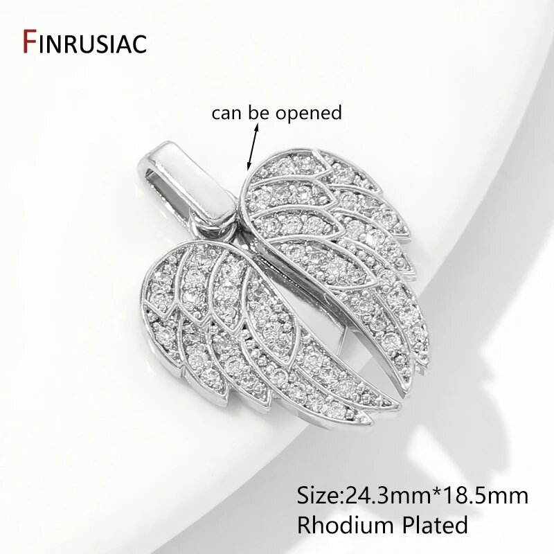Подвеска крылья FINRUSIAC, Rhodium Plated, 24.3x18.5 мм