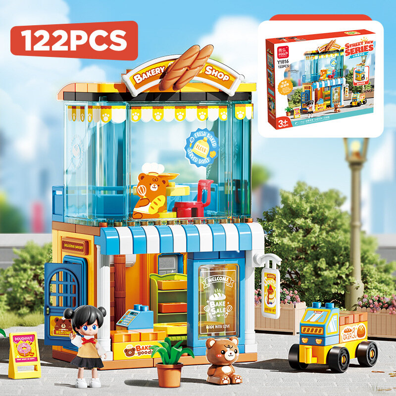 Конструктор Feile Villa Street Scene для ролевых игр, образовательная карусель, строительные блоки для девочек, оптовая продажа.