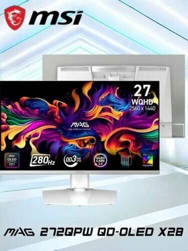 MSI 26.5" Монитор MAG 272QPW QD-OLED X28/280Hz/0.03ms (GtG)/2K, белый
