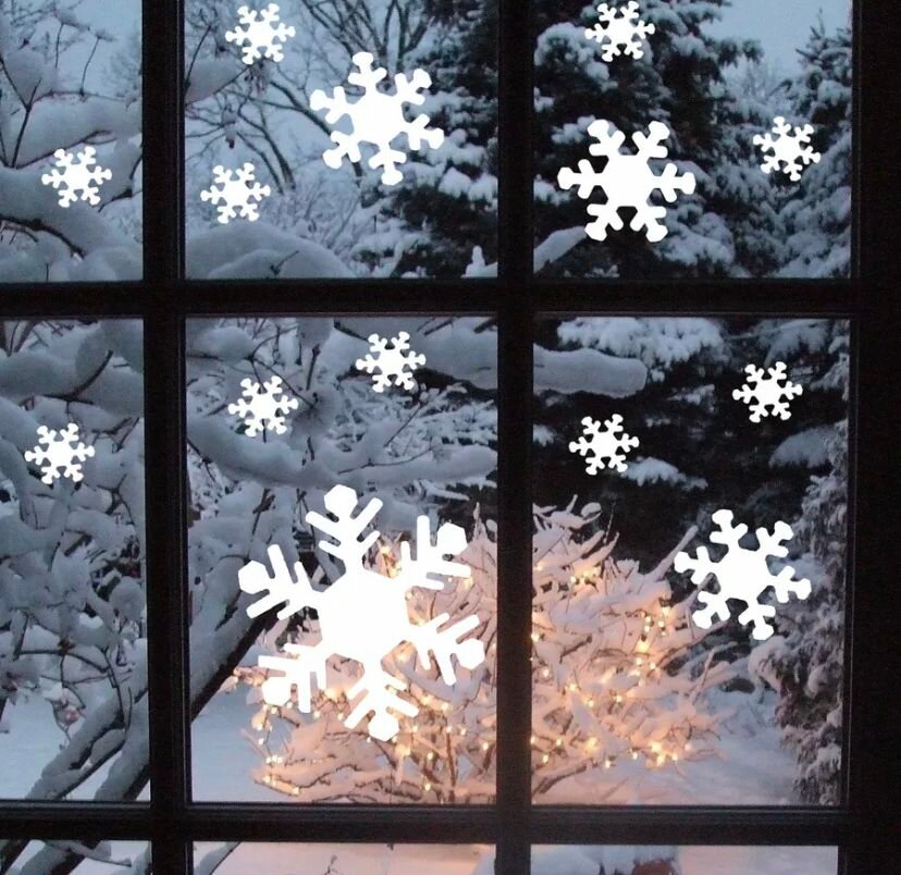 Урашение Снежинки на окна 5-30 см 18 шт