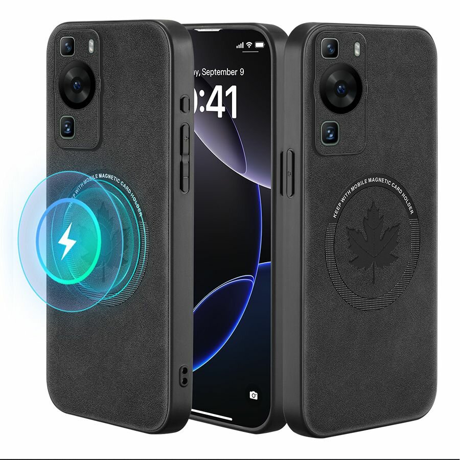 Рисунок кленового листа MagSafe чехол для Huawei P60/P60 pro(Хуавей П60/П60 Про) Нескользящий и удобный