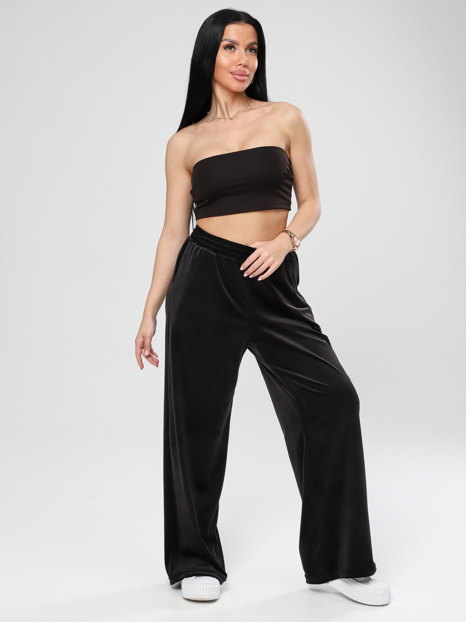 Брюки палаццо женские больших размеров велюровый