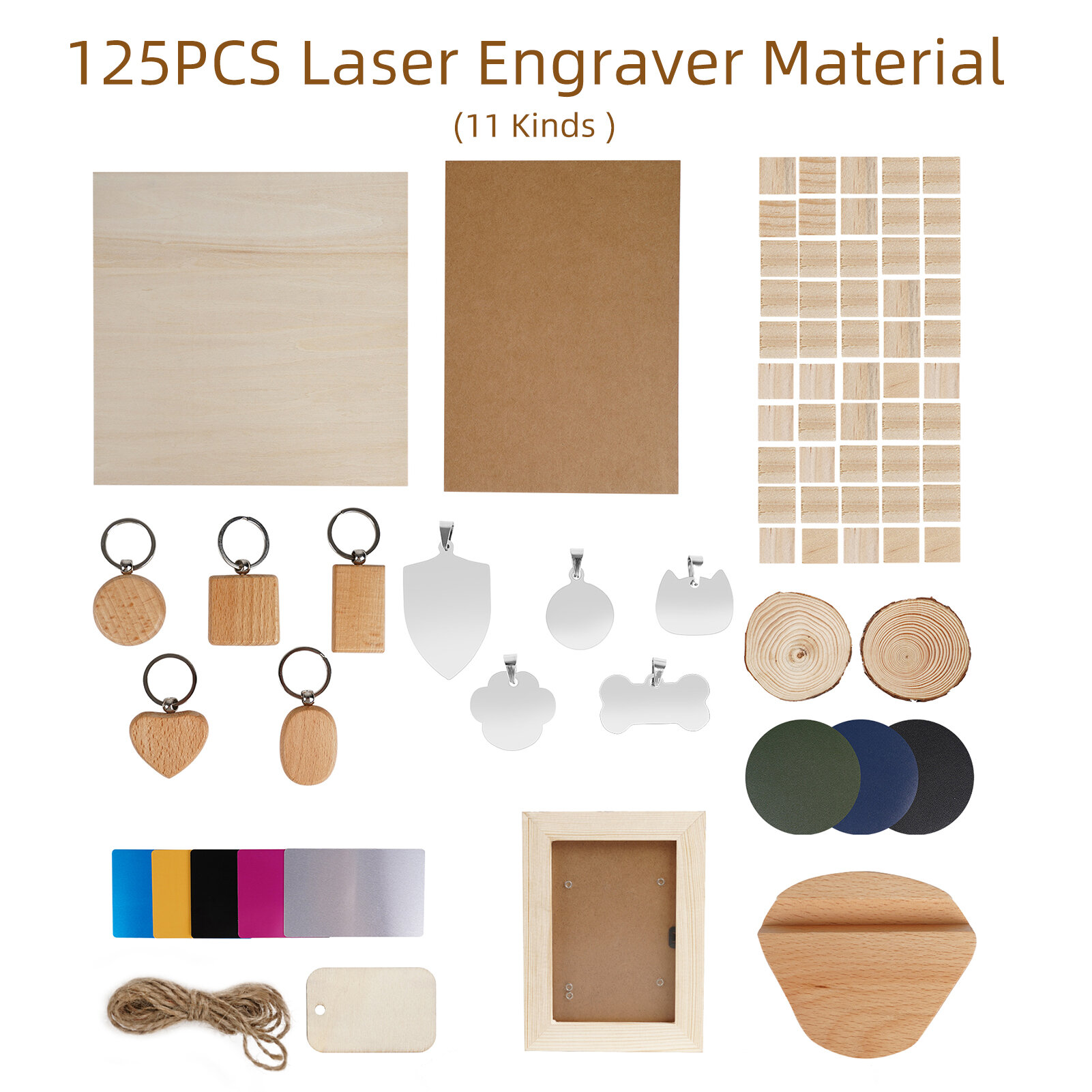 Набор расходников TWO TREES (11 видов) – карточки, бирки, деревянные заготовки, кожаные подставки