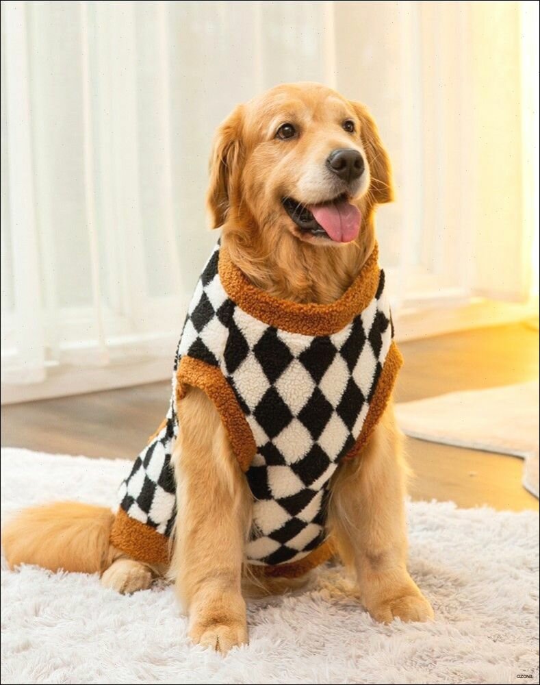 Одежда для собак крупных пород/ Толстовка для собак Шахматка/ 7XL