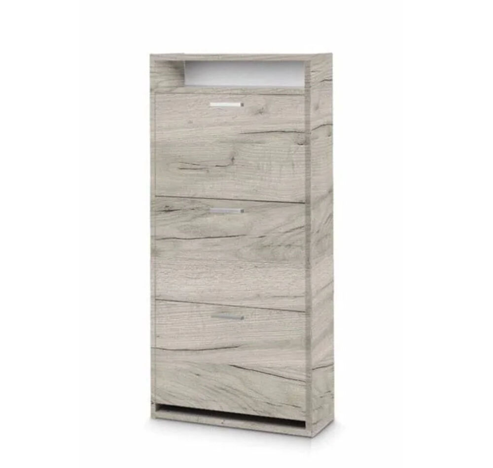 Обувница Комфорт К-3, дуб крафт серый, с 3 отделениями, 60x22x123 см