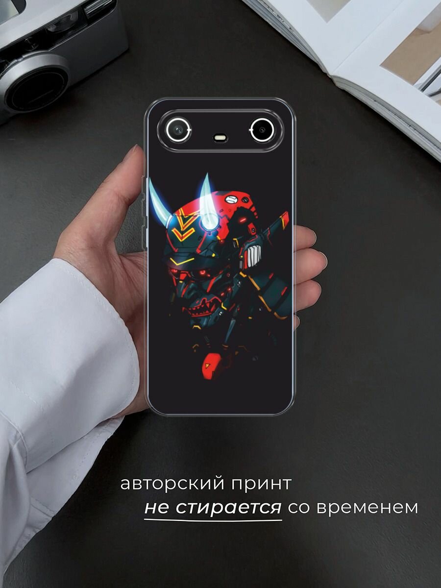 Чехол на Tecno Spark Slim / Текно Спарк Слим с принтом Неоновый самурай — фото 1