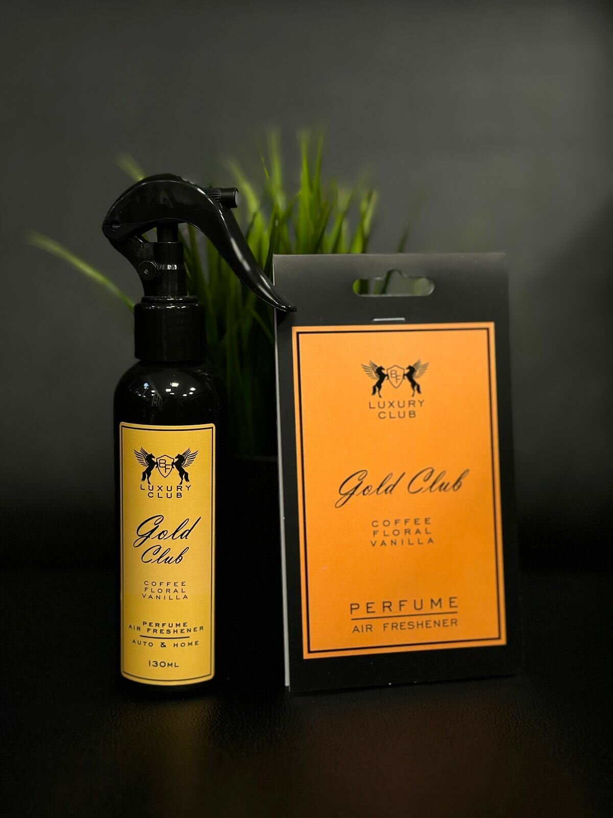 Ароматизатор в машину комплект Ароматизатор Подвесной и Спрей 130мл Luxury Club Gold по мотивам Montale Intence Cafe Автопарфюм