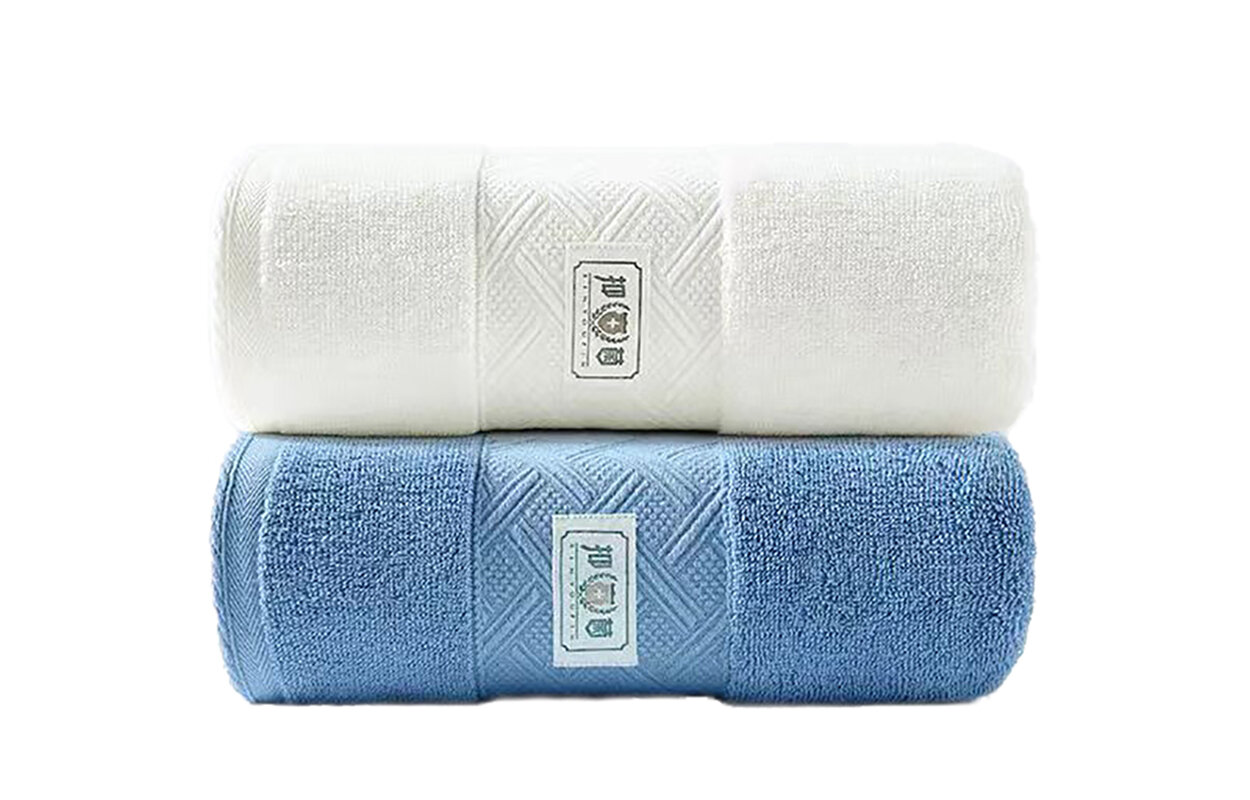 Банное полотенце GRACE 2 pack, белое и синее, 100% хлопок, высокое впитывание