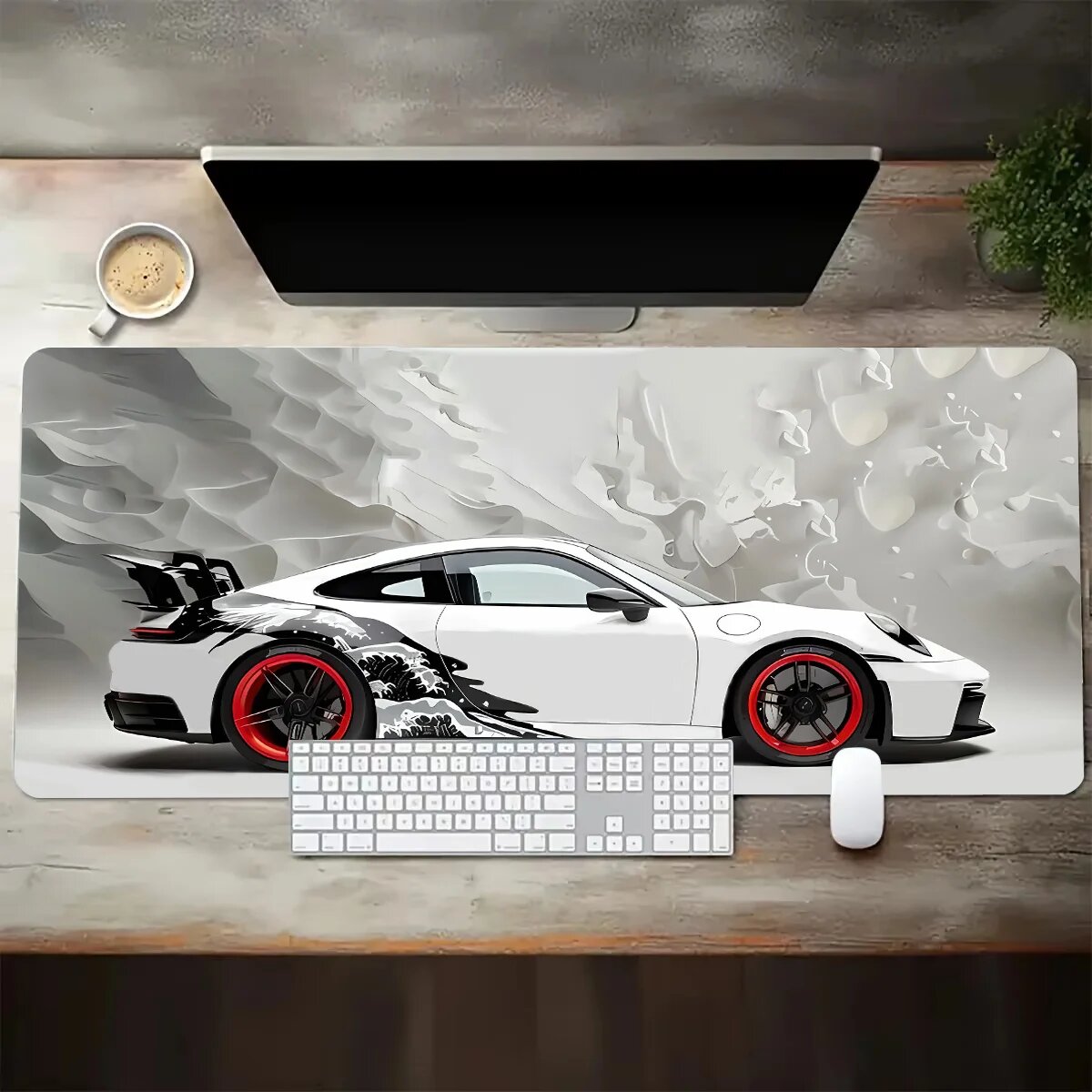 Коврик для мыши белый спортивный Car 5 300x700x2mm
