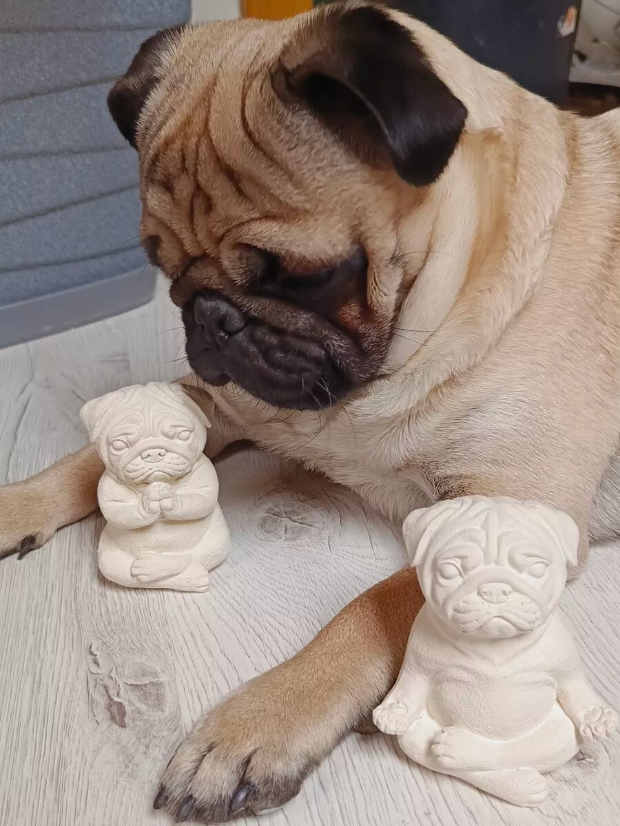 Статуэтка интерьерная Мопс набор 2 штуки