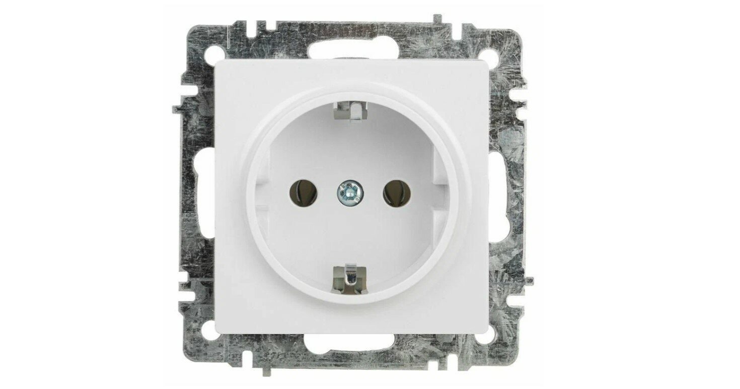 Розетка 1-м СП Accent 6-202-01 16А IP20 250В 2P+E Schuko AL/CU бел. Intro Б0063678