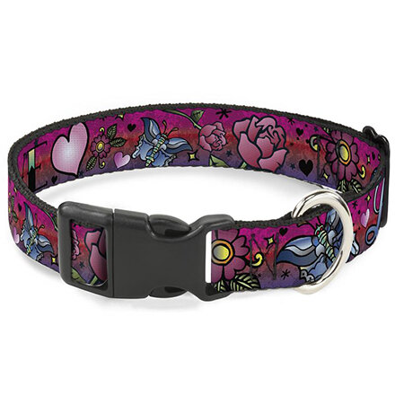 Ошейник Бакл-Даун для собак с пластиковой застёжкой Любовь розовый S 23-38см