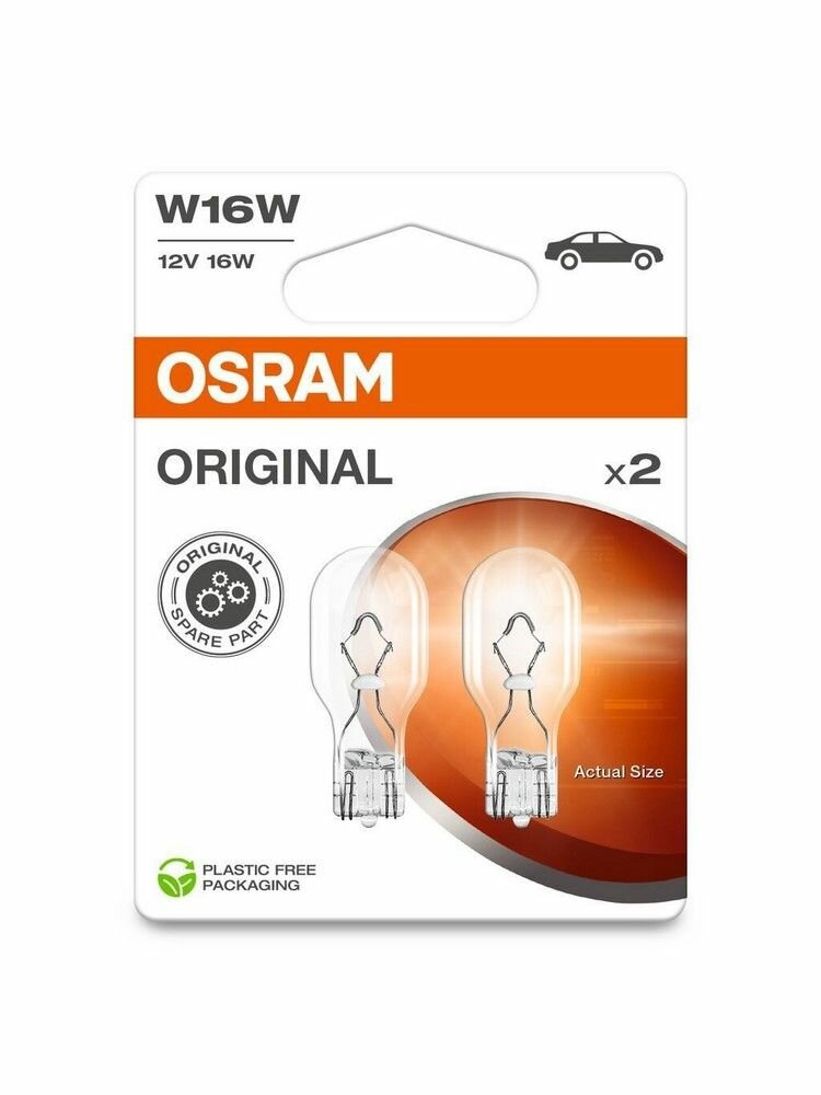 Лампа накаливания сигнальная W16W W2.1x9.5d 12V 16W OSRAM 9212BL (2 штуки)
