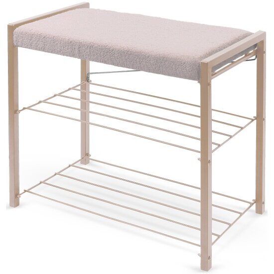 Этажерка для обуви Nika ЭКТ3-60Б с мягким сиденьем, светло-серый/бежевый металлик (ЭКТ3-60Б/СР)