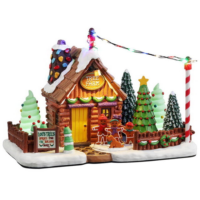 Пряничный домик Елочная ферма Лу 21*15 см, подсветка, на батарейках, Lemax, 25951-lemax