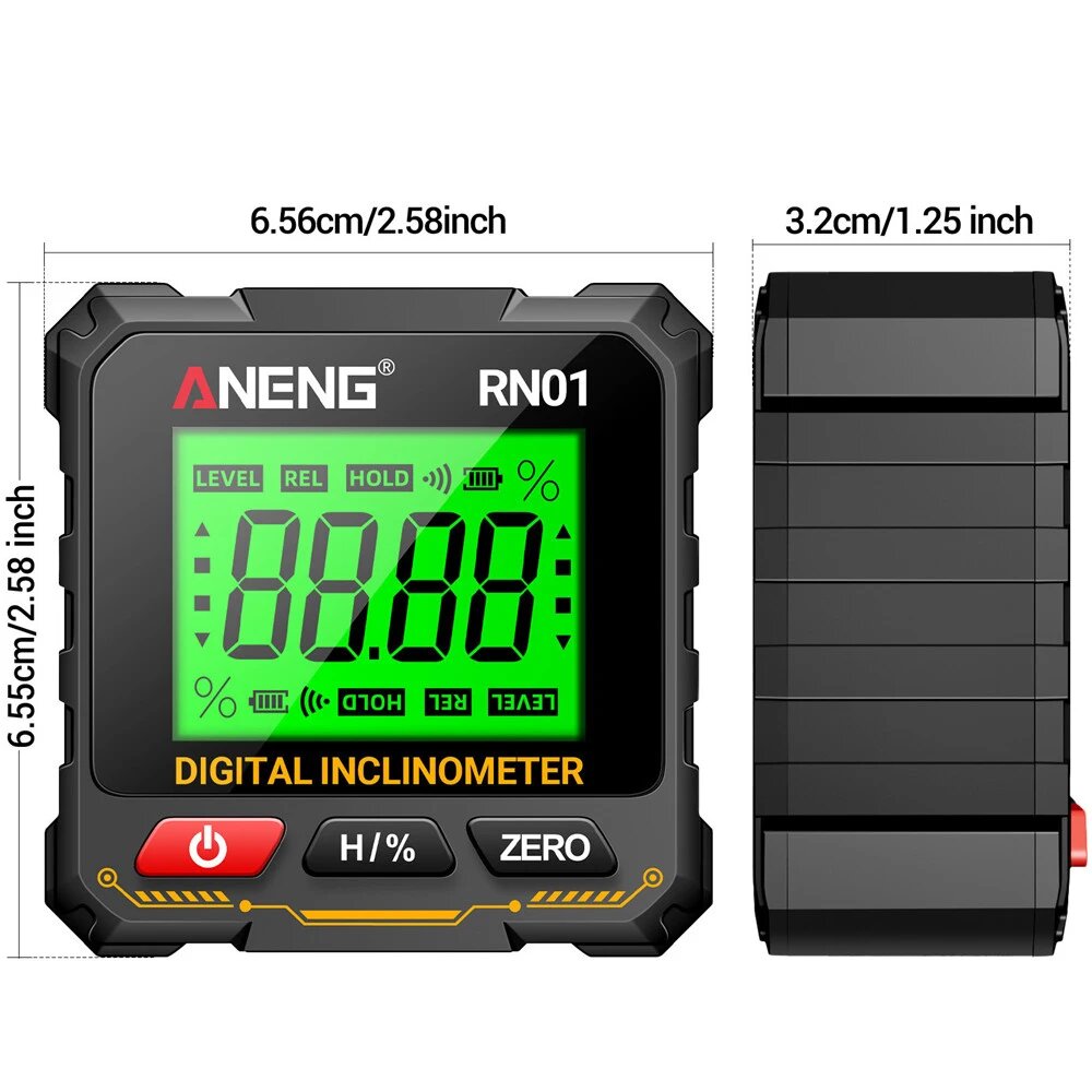 Многофункциональный цифровой угловой искатель, инструмент, перекидное измерение на 360 градусов, четырехсторонний магнитный наклонный ящик, измеритель уровня, наклон