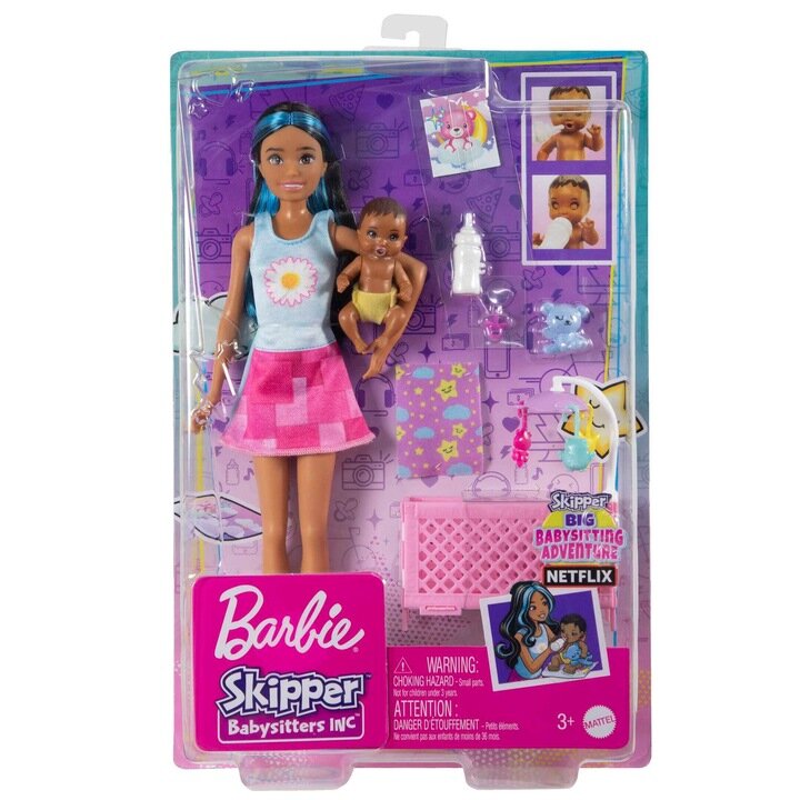 Игровой набор Mattel Barbie Skipper Babysitter - Барби Скиппер с младенцем, кроваткой и аксессуарами - Барби HJY34