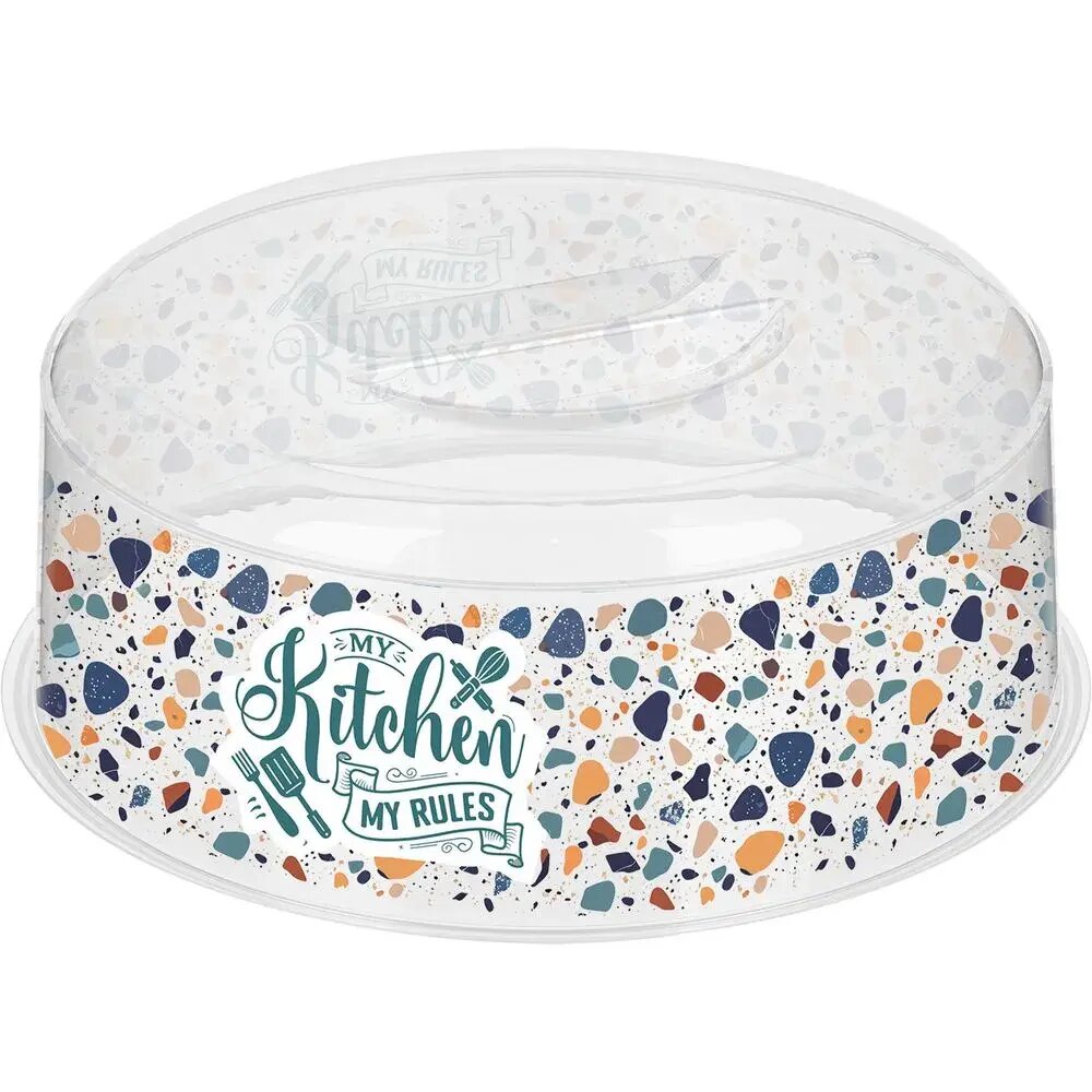 Крышка для СВЧ Bergamo 250мм с декором Терраццо, прозрачная, практичная