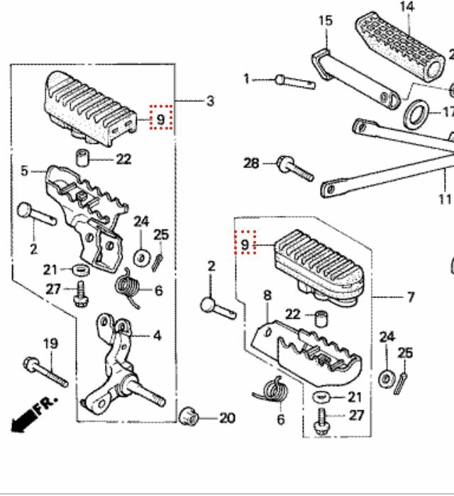 Резиновая накладка подножки мотоцикла Honda; Артикул Honda: 50661MS8000 (Оригинал)