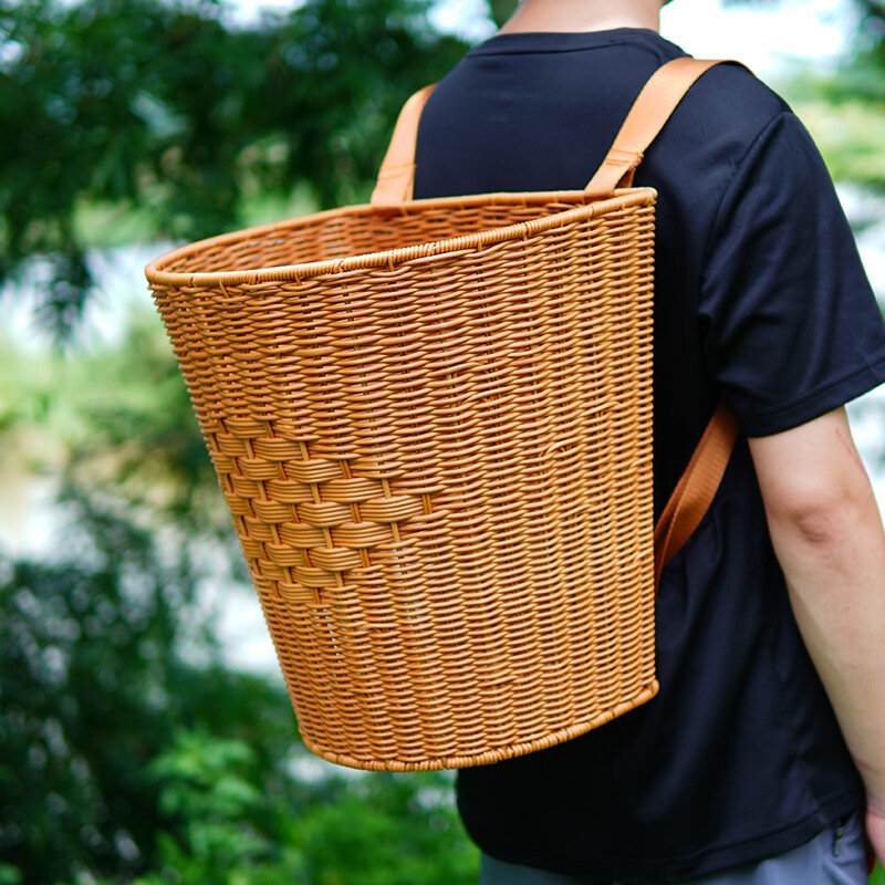 Kорзины, Регулируемый плечевой ремень, Корзина для пикника из ротанга на открытом воздухе，корзина для хранения