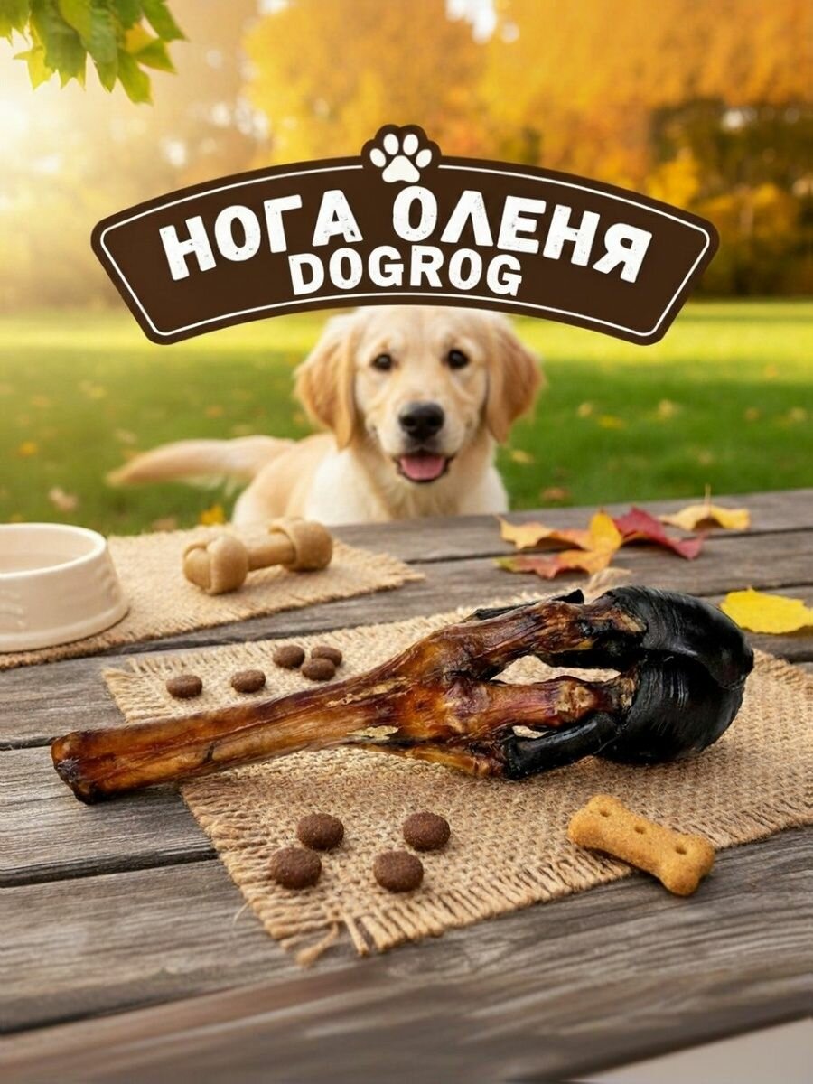 Нога вяленая северного оленя, натуральное лакомство для собак, DOGROG, 1 шт.