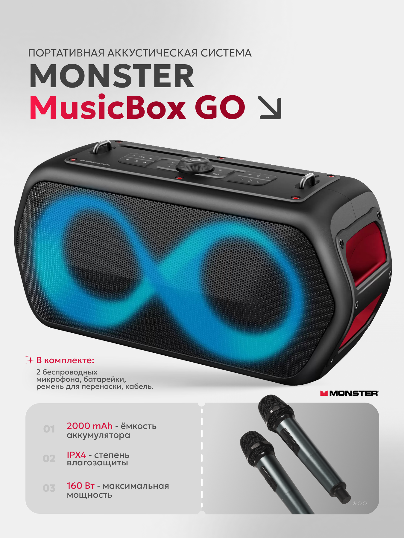 Портативная акустическая система MONSTER Musicbox Go, чёрная