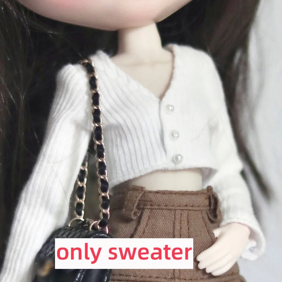 Свитер для куклы Blyth, белый, type-4(A)