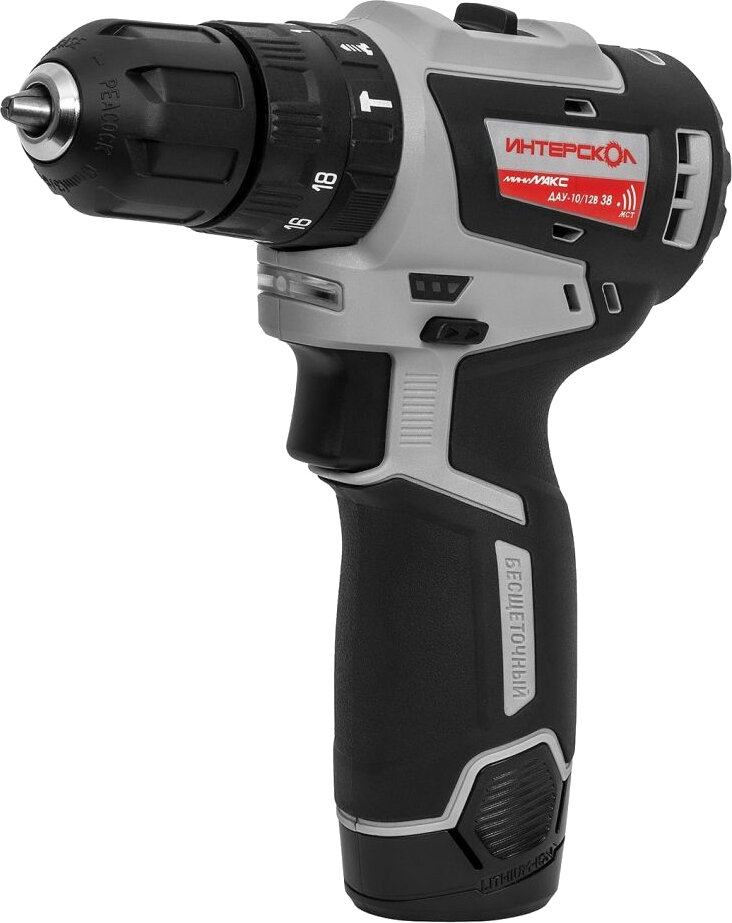 Дрель-шуруповерт Интерскол ДАУ-10/12В 38 черно-серый
