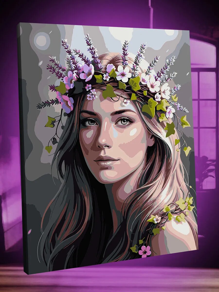 Картина по номерам Портрет девушки в венке