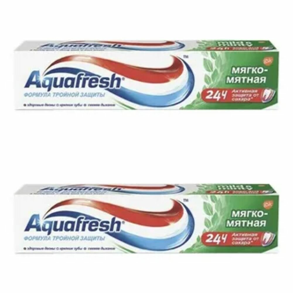 Aquafresh Зубная паста, Мягко-мятная, 100 г, 2 шт