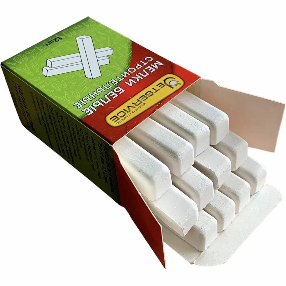 Набор мелков Jetservice белые, 12 шт. 127514