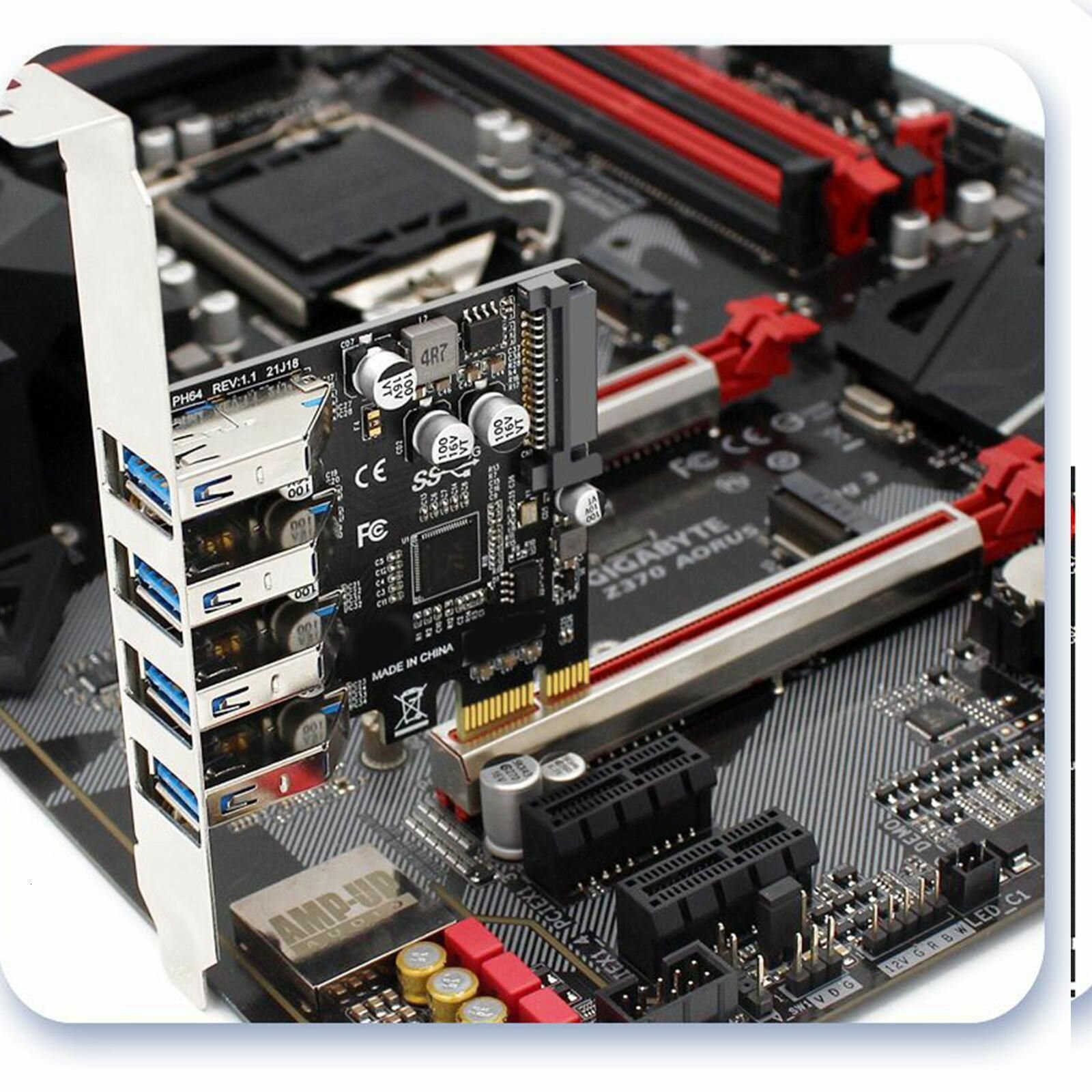 PCI-E USB 3.0 4-портовый хаб