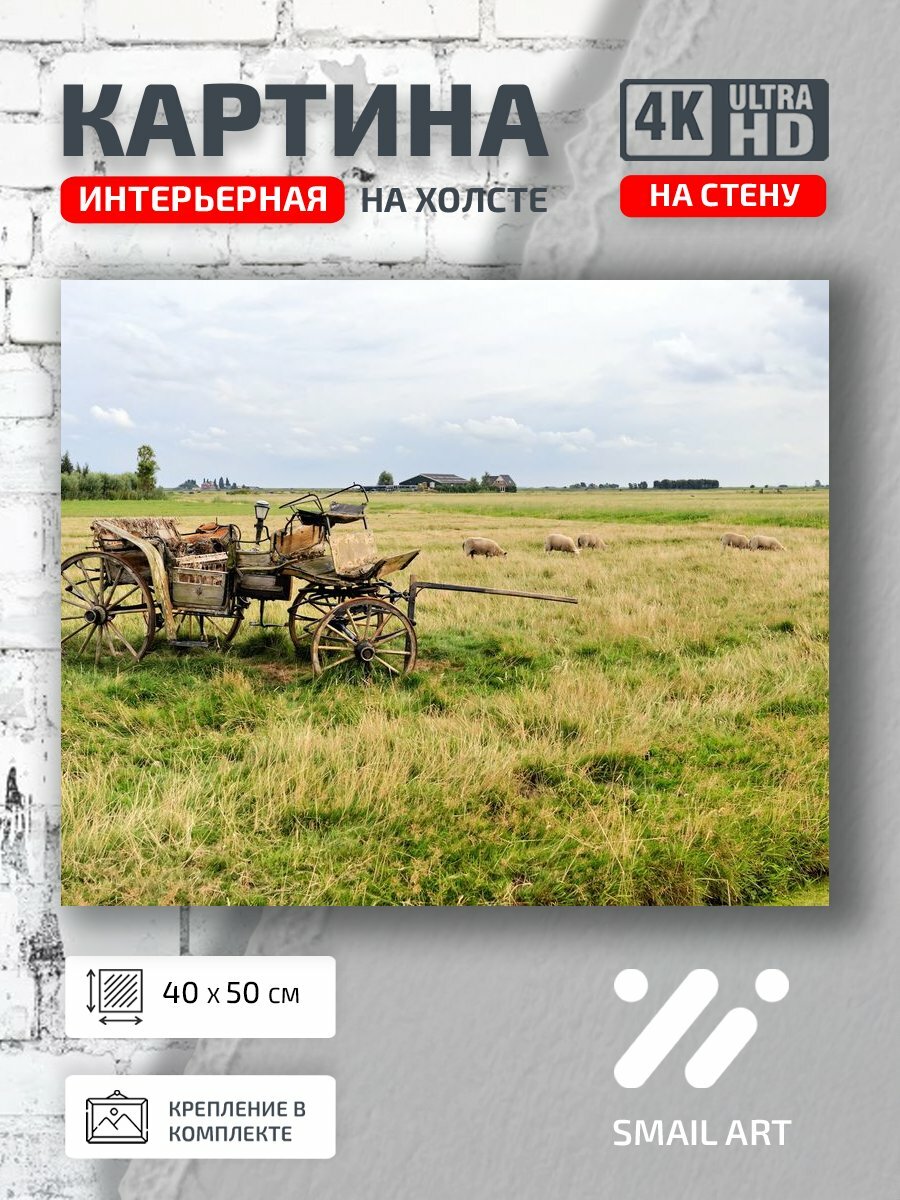 Картина на холсте интерьерная 40 на 50 на стену Поле Landscape для кафе пейзаж интерьер
