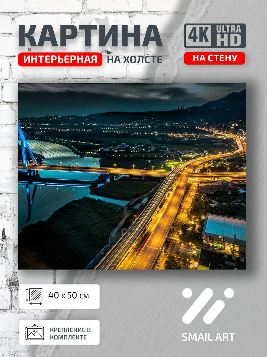 Картина на холсте интерьерная 40 на 50 на стену Дороги Landscape для кафе пейзаж интерьер
