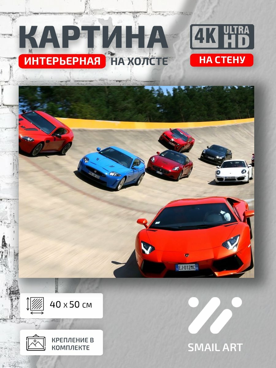 Картина на холсте интерьерная 40 на 50 на стену Треке Car для кабинета авто дизайн интерьер