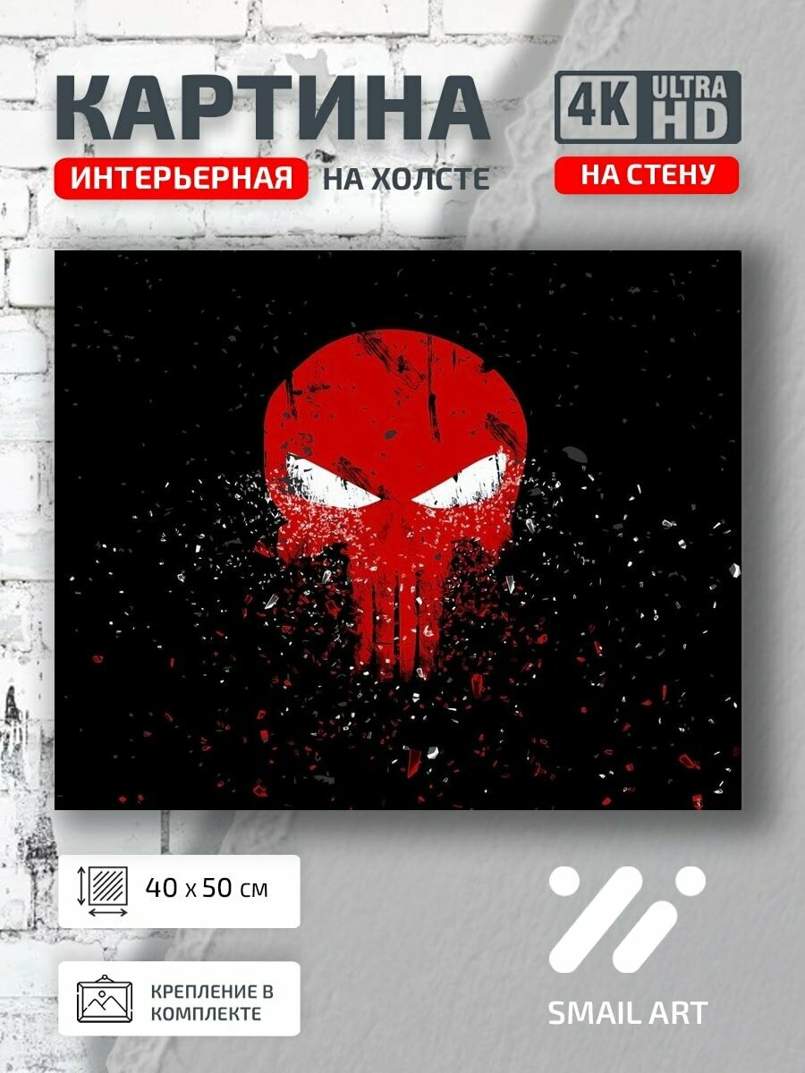 Картина на холсте интерьерная 40 на 50 на стену Минимализм Каратель для гостиной атмосфера