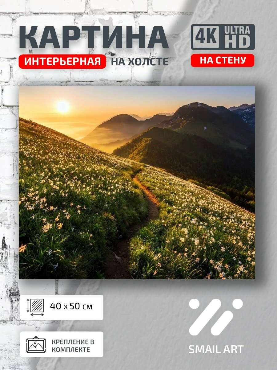 Картина на холсте интерьерная 40 на 50 на стену Пейзаж Горы для гостиной атмосфера