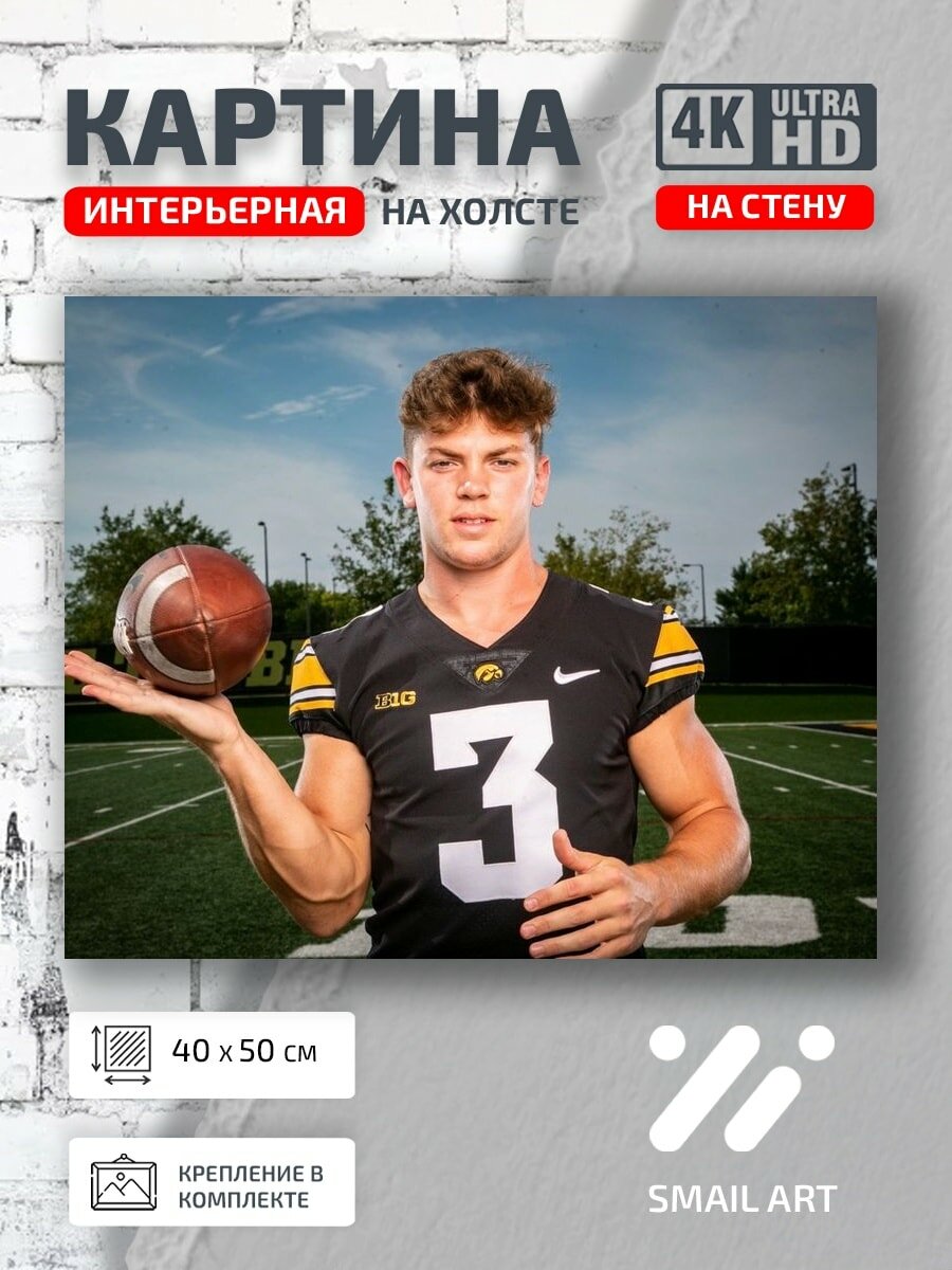 Картина на холсте интерьерная 40 на 50 на стену Американский футбол для студии атмосфера