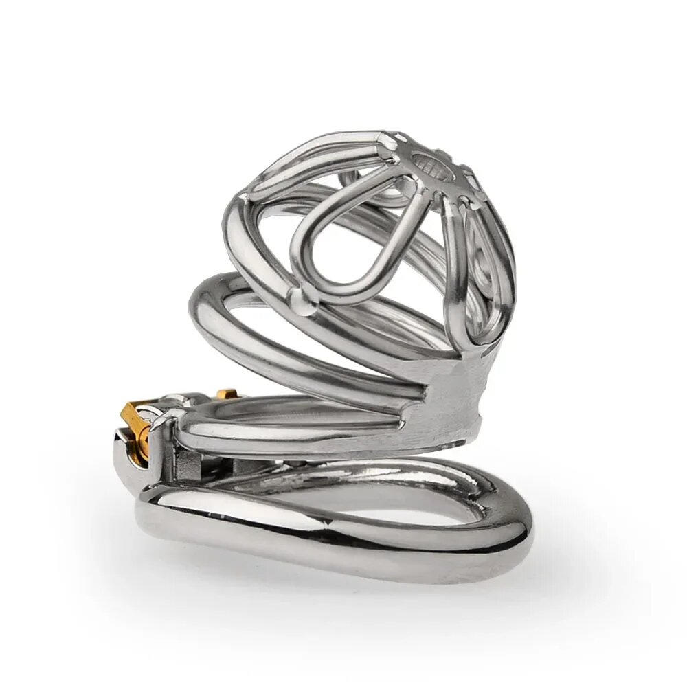 Маленькая, средняя, большая мужская клетка целомудрия из нержавеющей стали, L-45cm curve ring