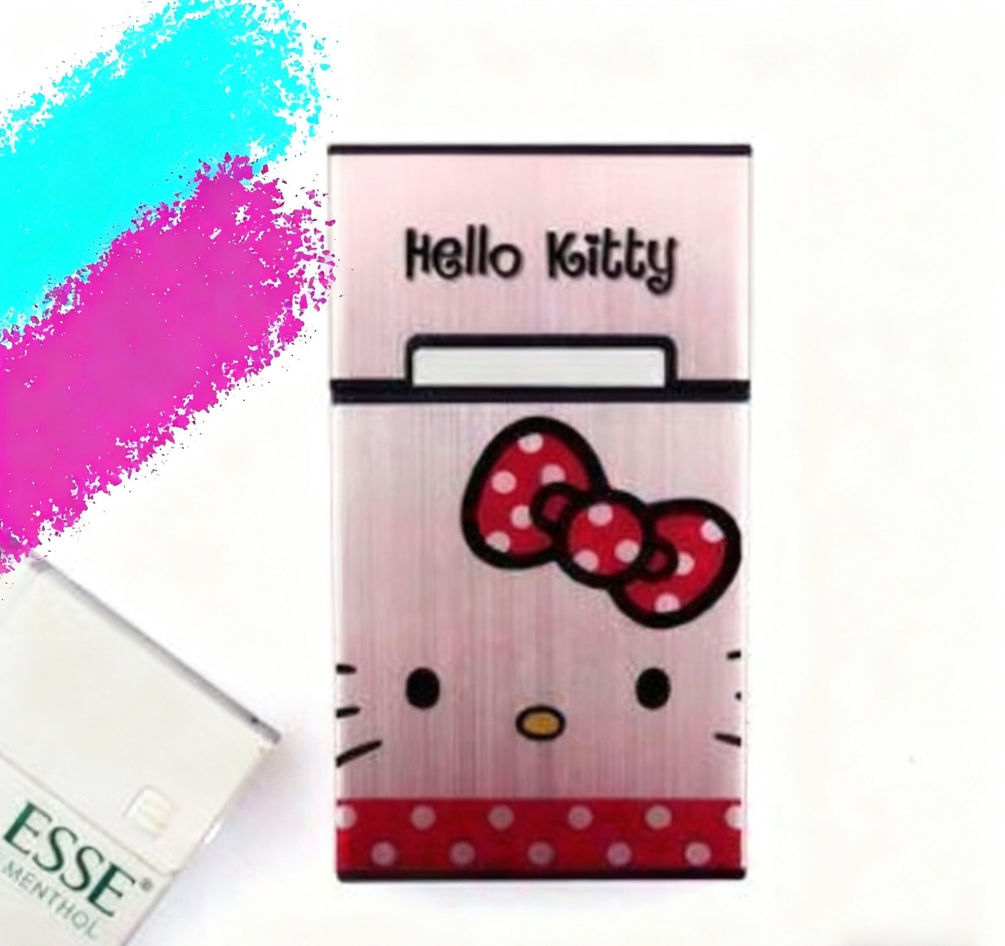 MINISO Флип-топ портсигар Hello Kitty розовый Пачка из 20 сигарет, ультратонкая и портативная.