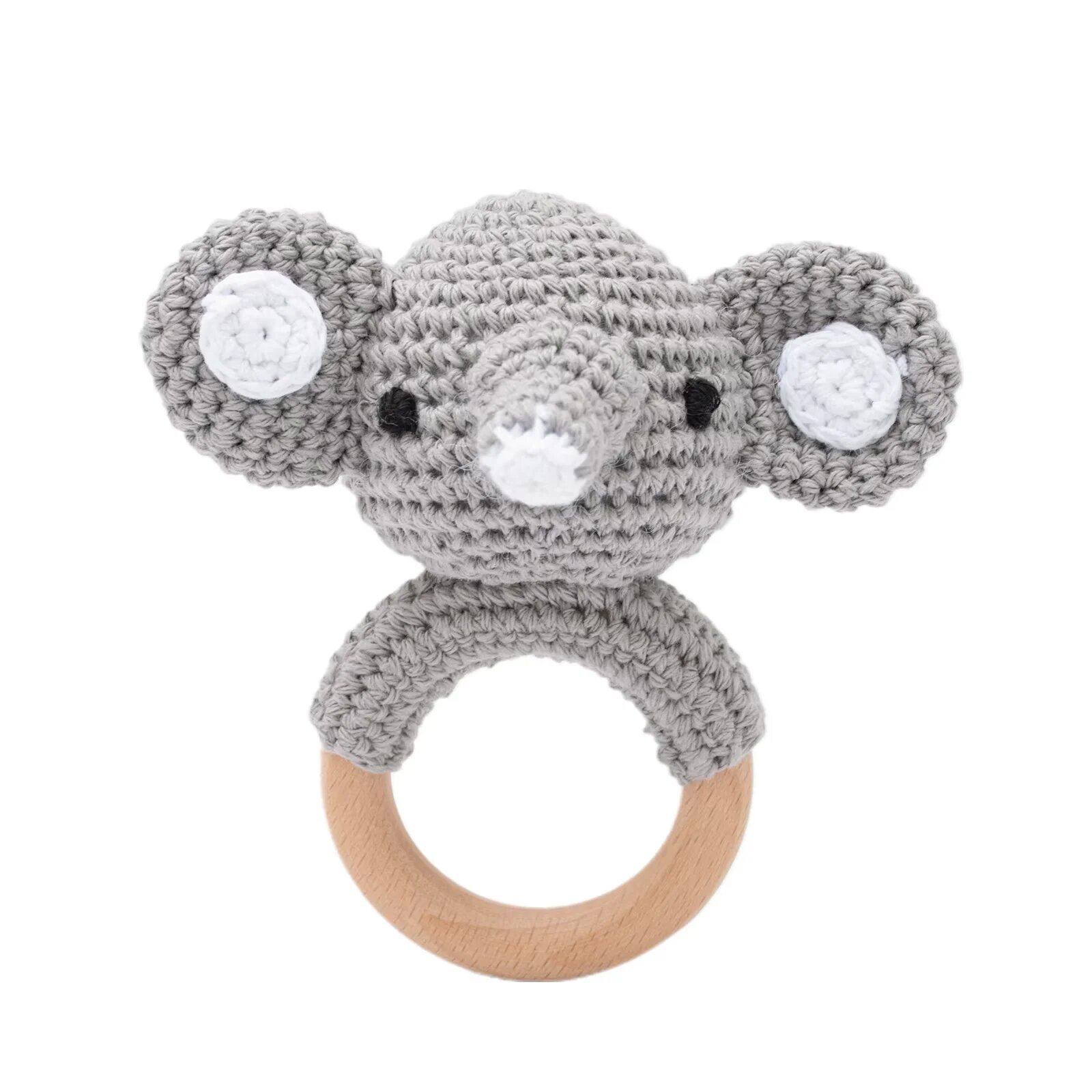 Деревянная погремушка Elephant, серый кролик