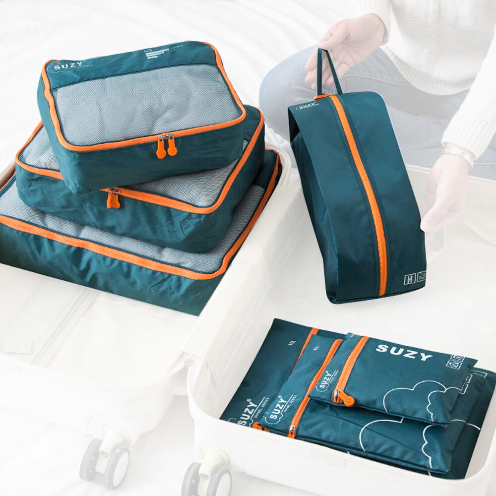 7 шт. Набор органайзеров для путешествий Сумки для хранения Чемодан Одежда Обувь Классифицированные сумки Портативный органайзер для багажа Набор для упаковки одежды в дорогу Комплект сумок для упаковки чемодана