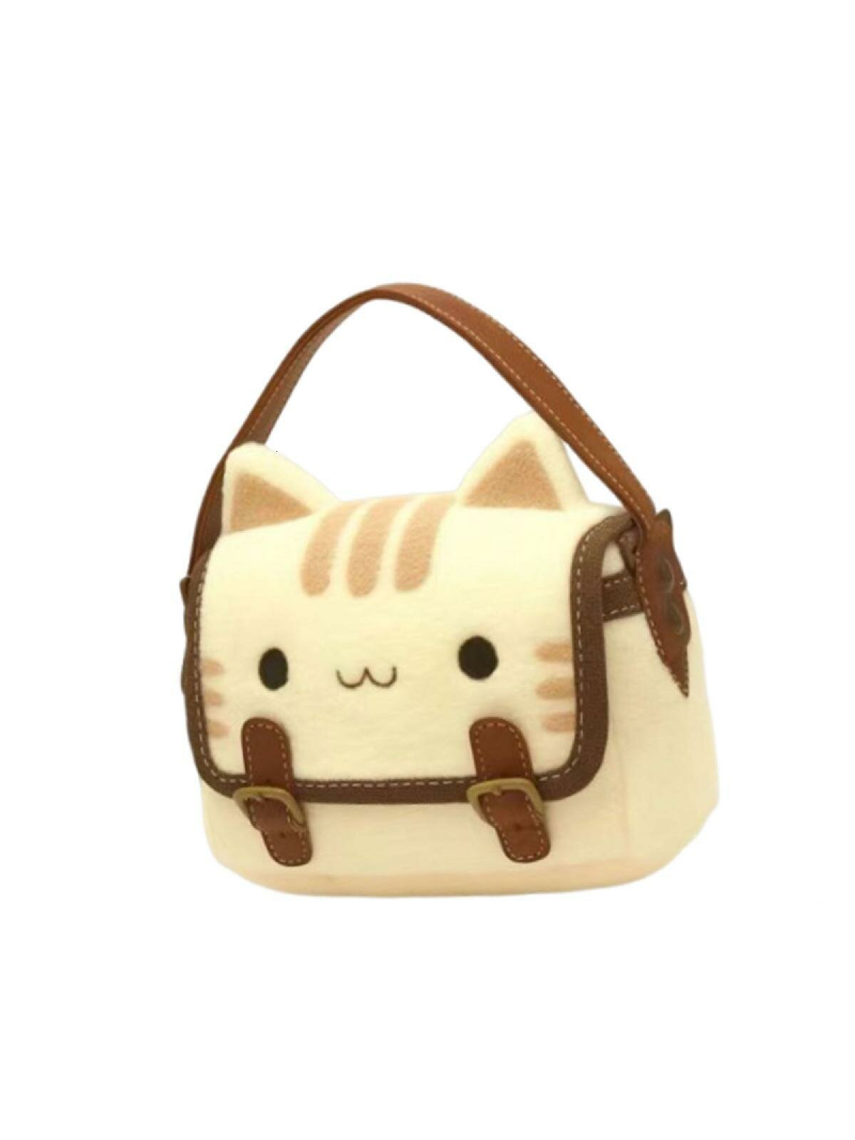 Плюшевая сумочка с верхней ручкой в форме восхитительных кошек, добавит шарма вашему дню