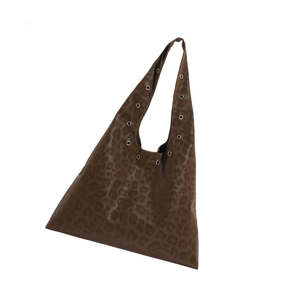 Ретро-сумка большой емкости с леопардовым принтом, повседневная универсальная сумка-мессенджер для поездок на работу, осенне-зимняя сумка-тоут на одно плечо-коричневая