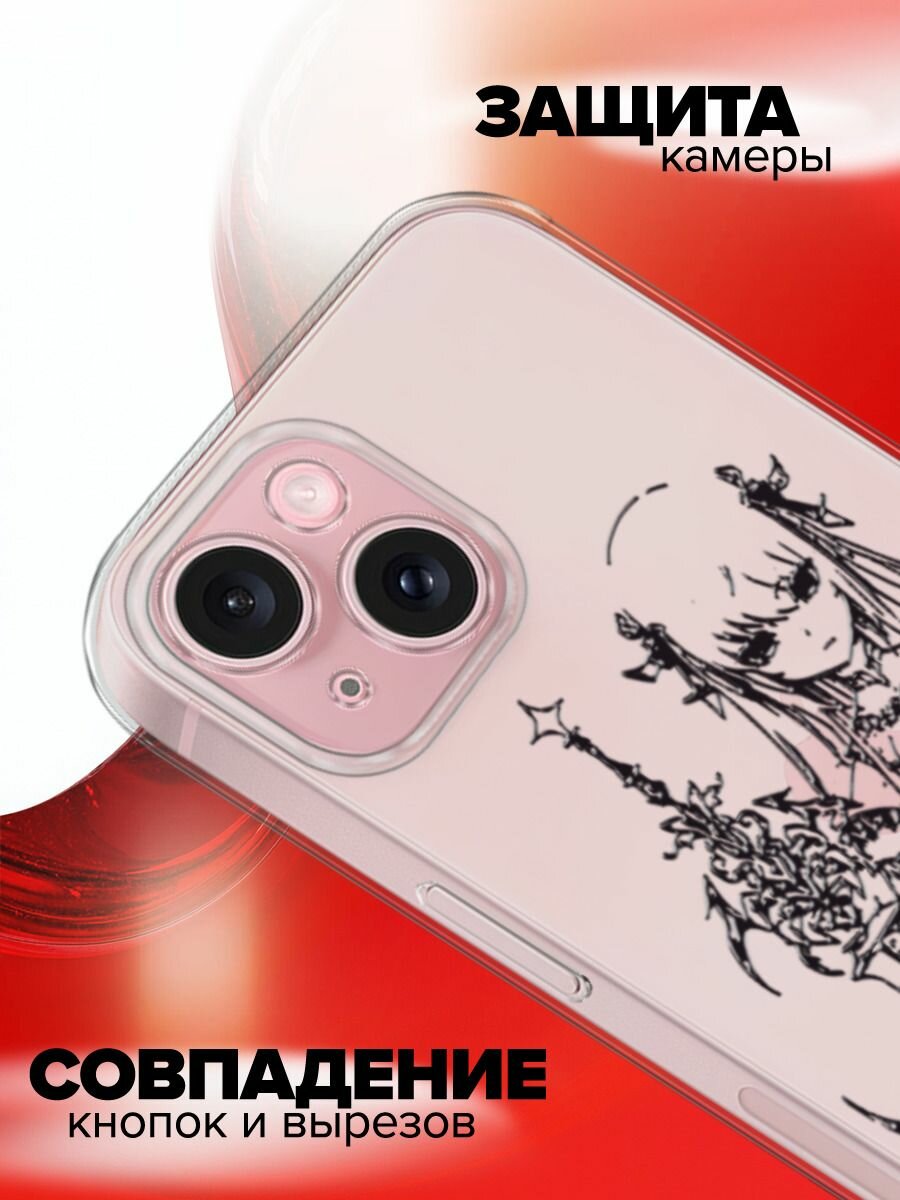 Силиконовый чехол на Apple iPhone 15 / Айфон 15 с принтом Аниме девушка с мечом — фото 1