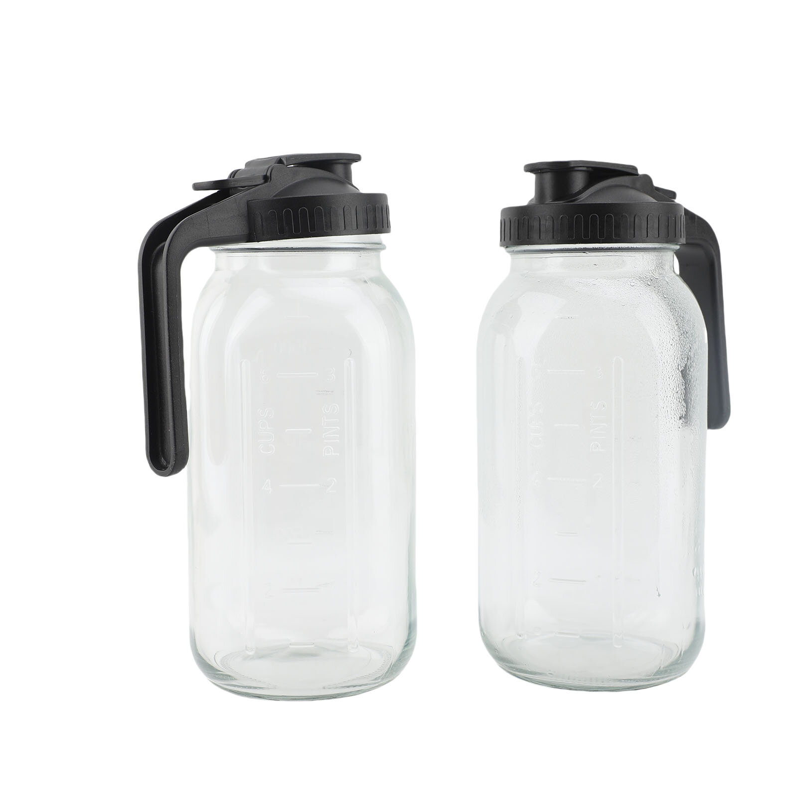 2 шт. стеклянные кувшины с черной крышкой емкостью 64 унции, банки для чая с широким горлышком, герметичный контейнер для воды, сока, чая с молоком, кофейных напитков со льдом