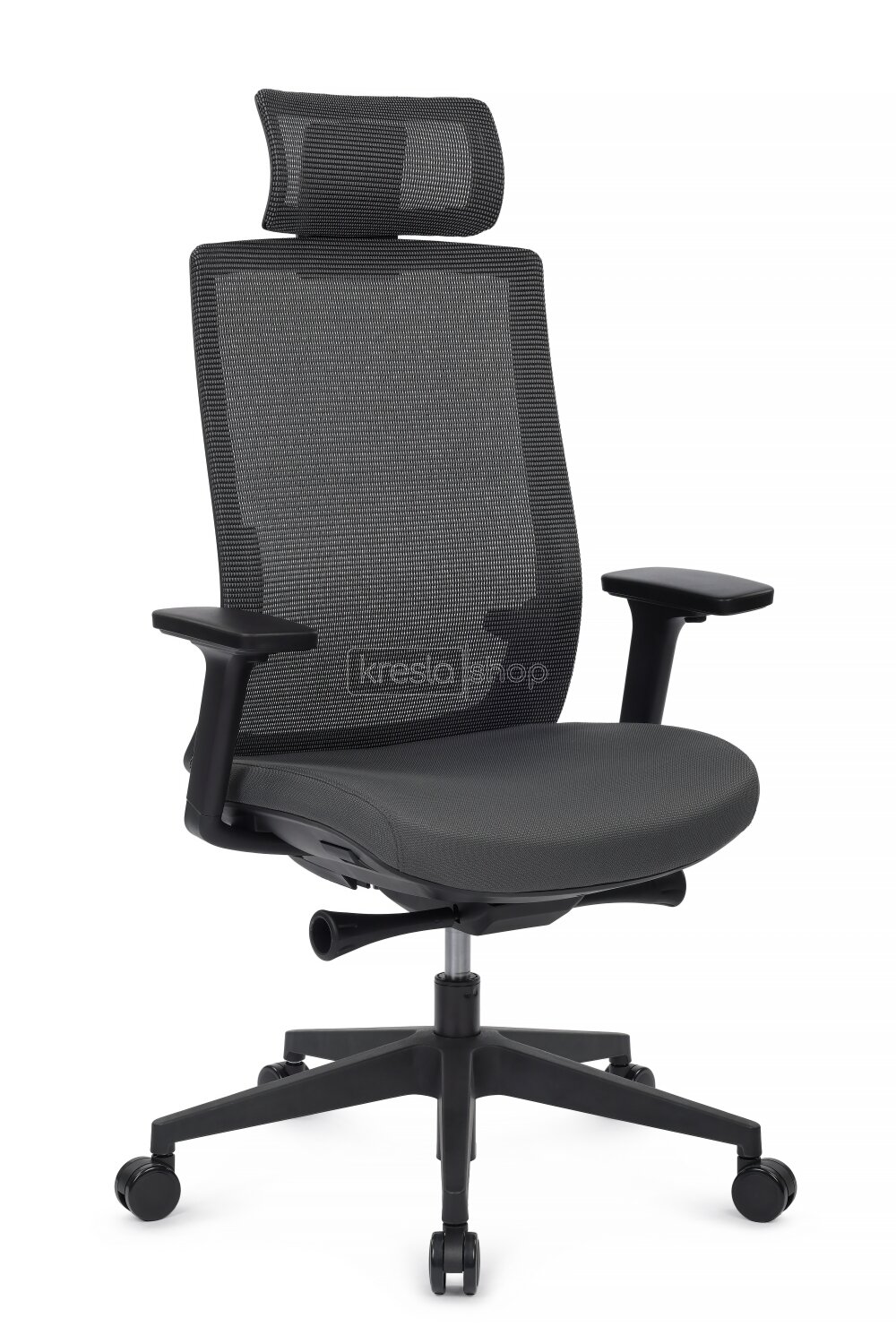 Кресло для персонала Riva Design Форум / Forum CH-312A черный пластик, серая сетка, серая ткань